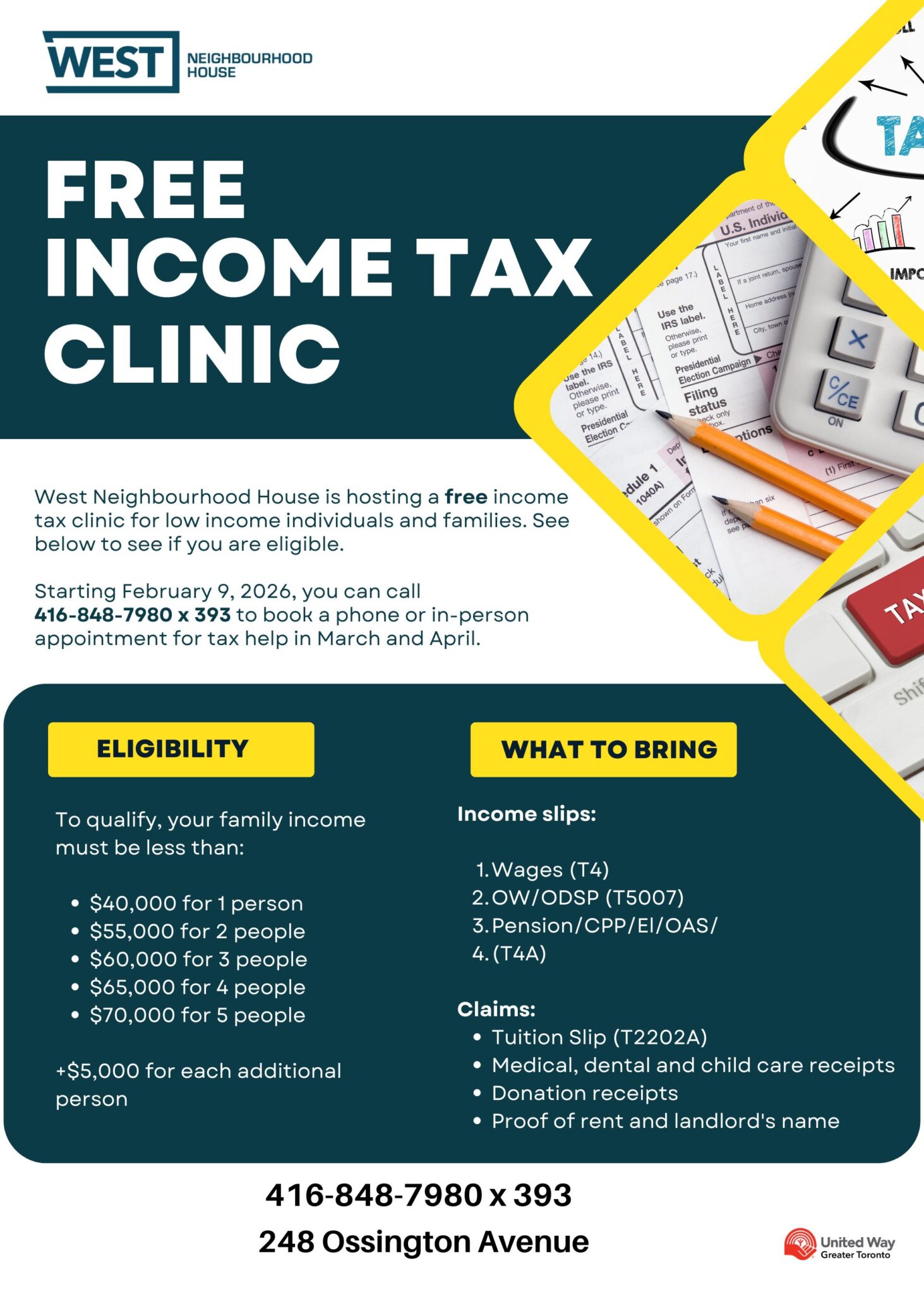 Annual Income Tax Clinic. Book your appointment starting February 9th ...